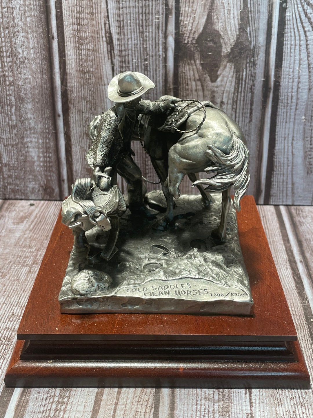 Cold Saddles, Mean Horses Pewter Sculpture by Donald Polland Signed ...