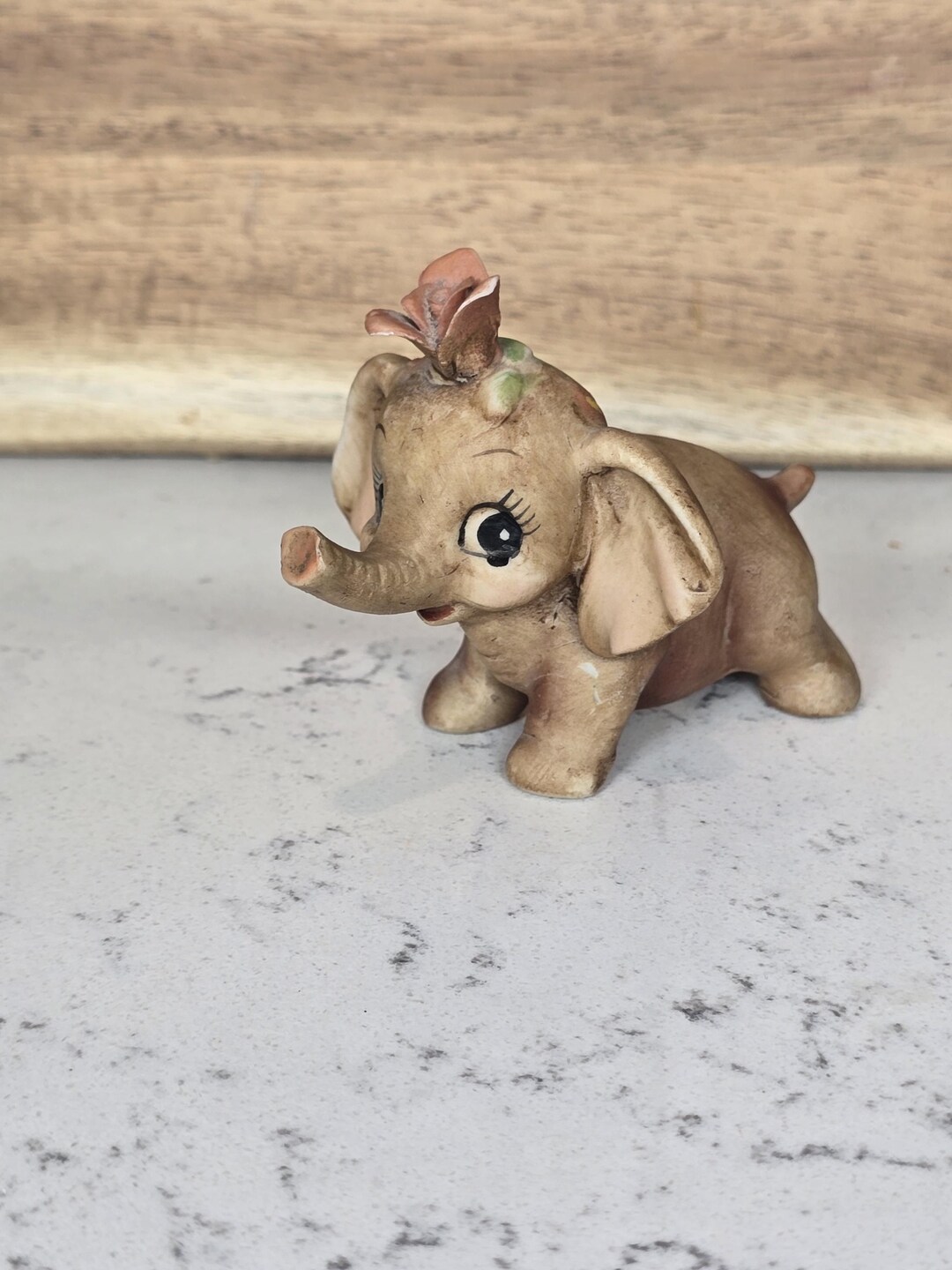 Vintage Miniature Elephant Ceramic Figurine With Flower on Head - Etsy