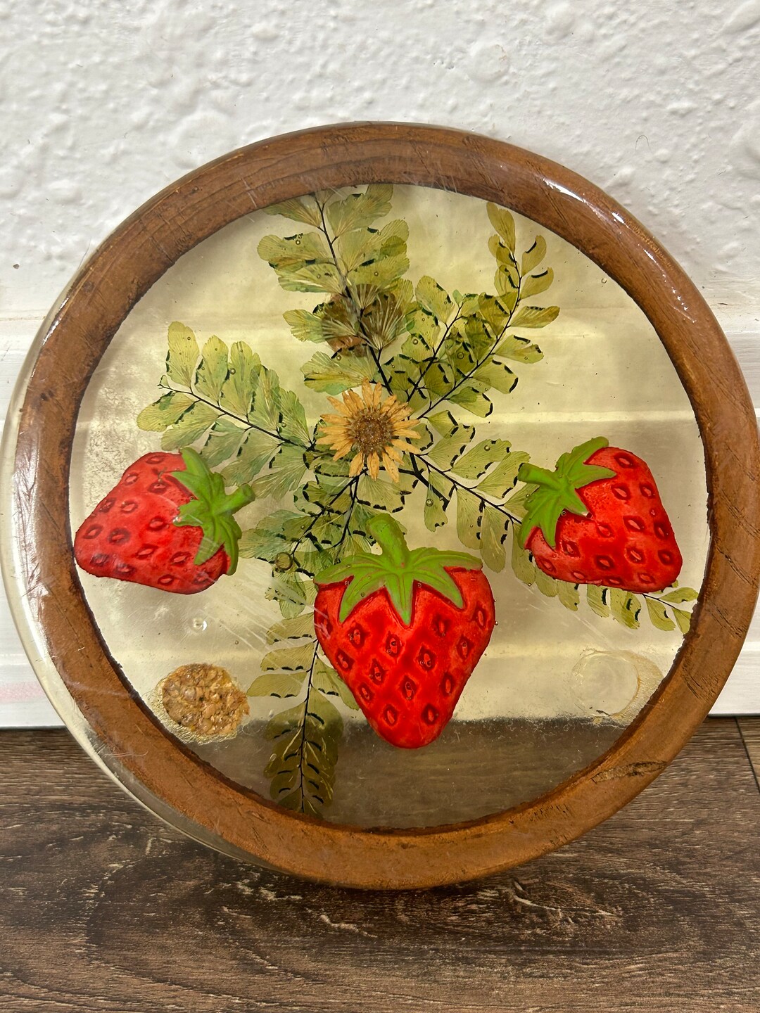 Vintage Strawberry Floral Lucite Trivet - Etsy