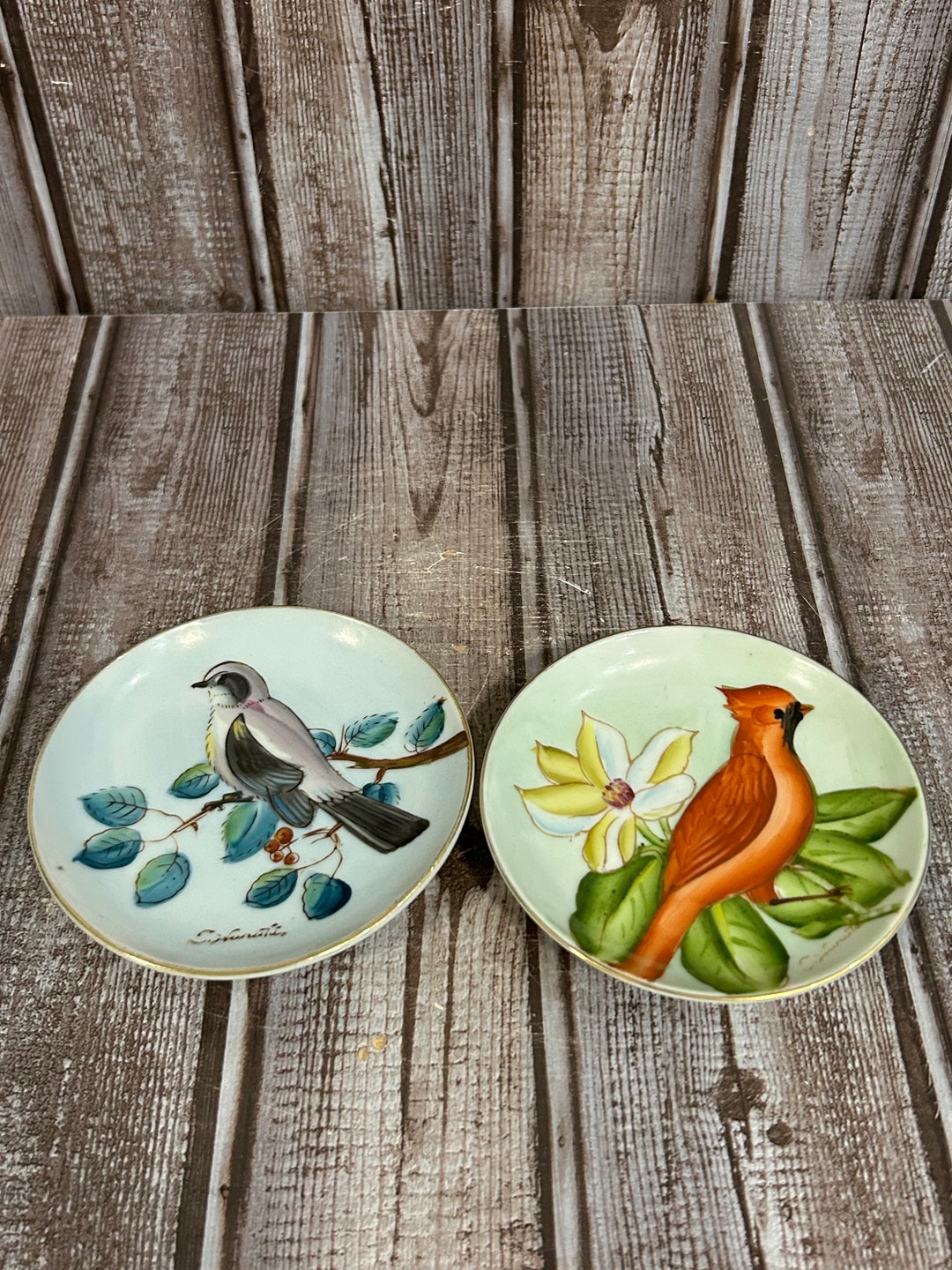 2 Lefton China Bird Plates Hand Painted - Etsy