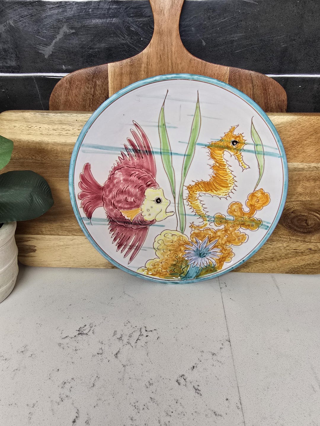 Italian Pottery Plate With Under Water Theme - Etsy