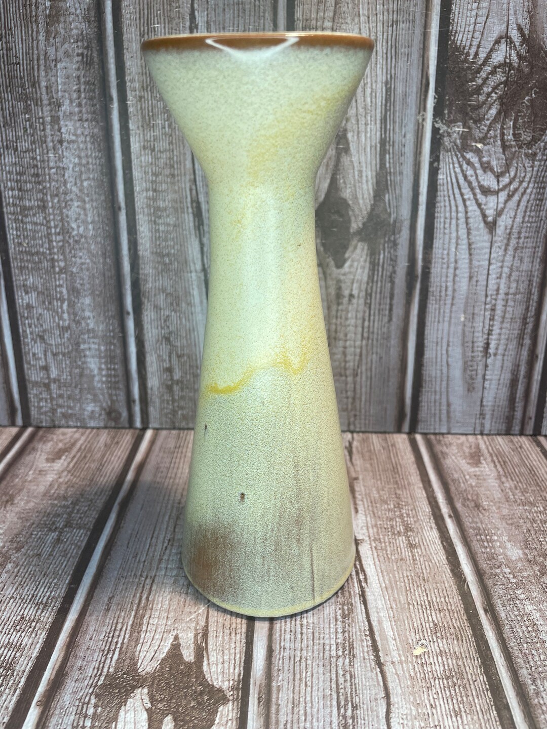 Frankoma Pottery White Brown Bud Vase Hour Glass Shape - Etsy