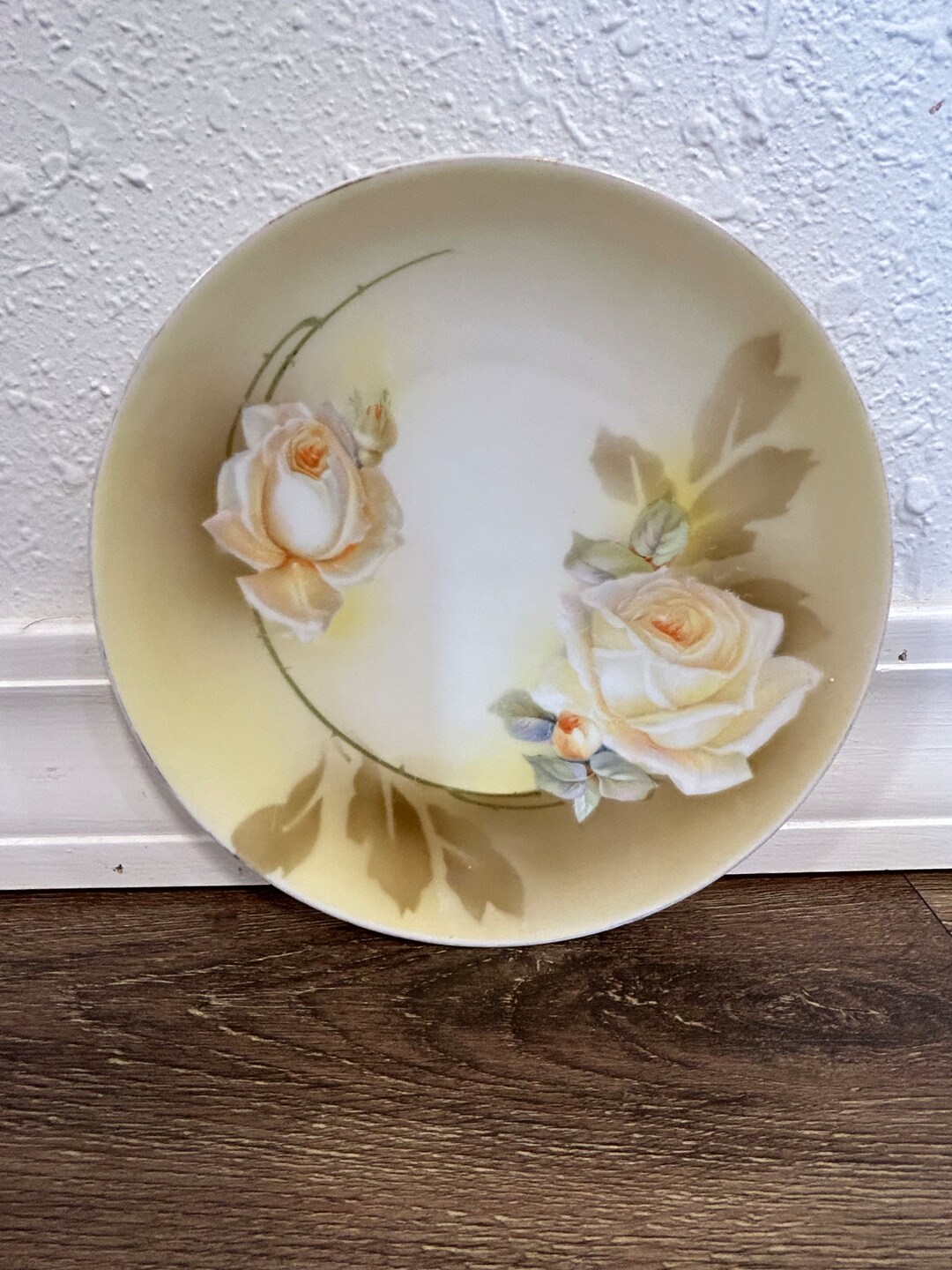 RS Germany Green Mark Vintage Hand Painted 8" Plate/gold Trim/2 White ...