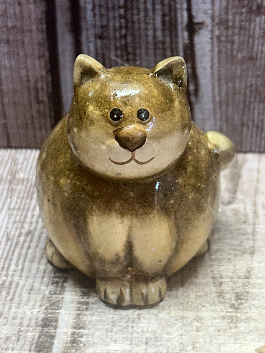 Vintage Adorable Fat Cat Pottery Clay Ceramic Cat Figurine Delton ...