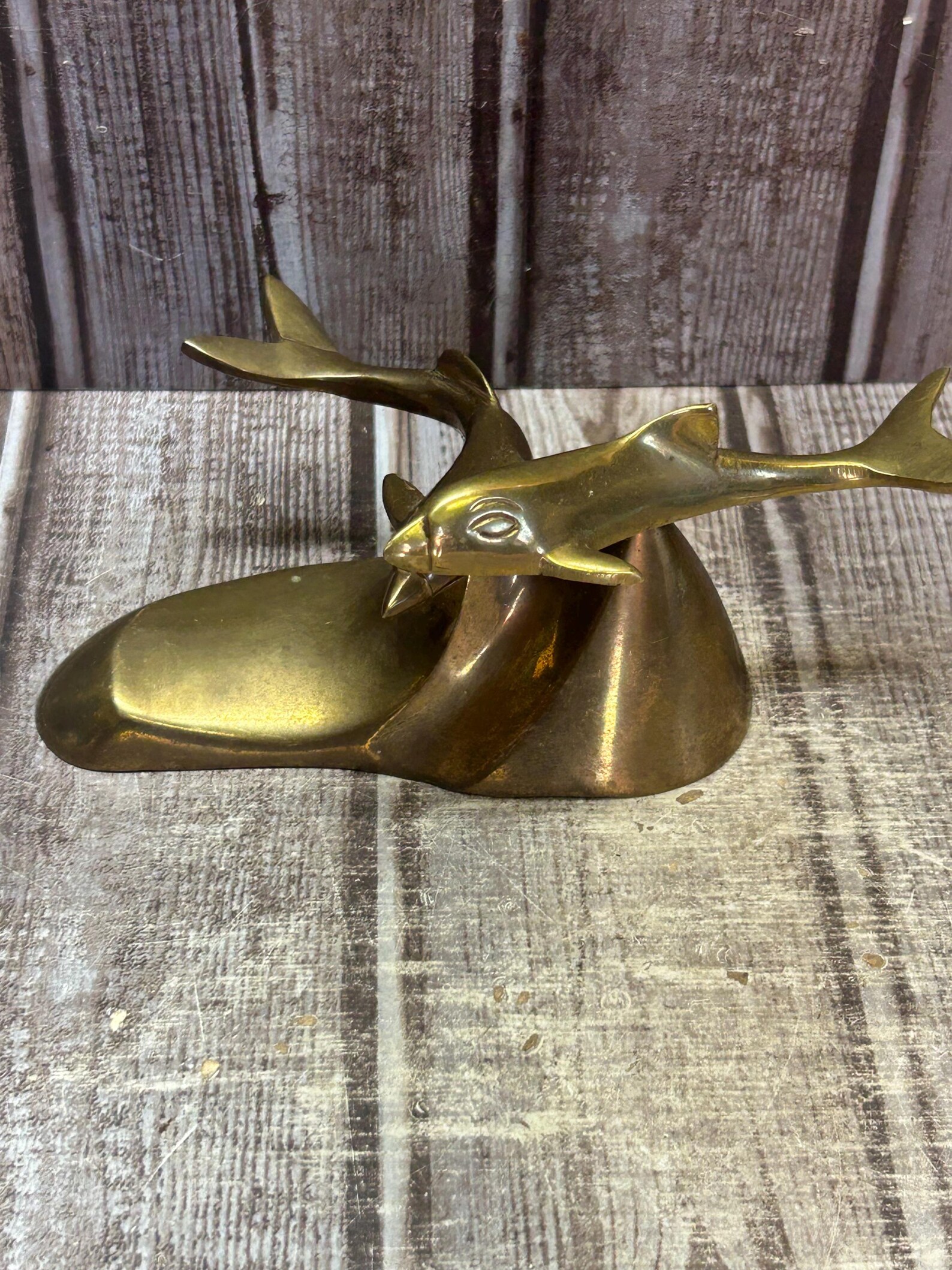 Vintage Solid Brass Dolphins Swimming Sculpture - Etsy