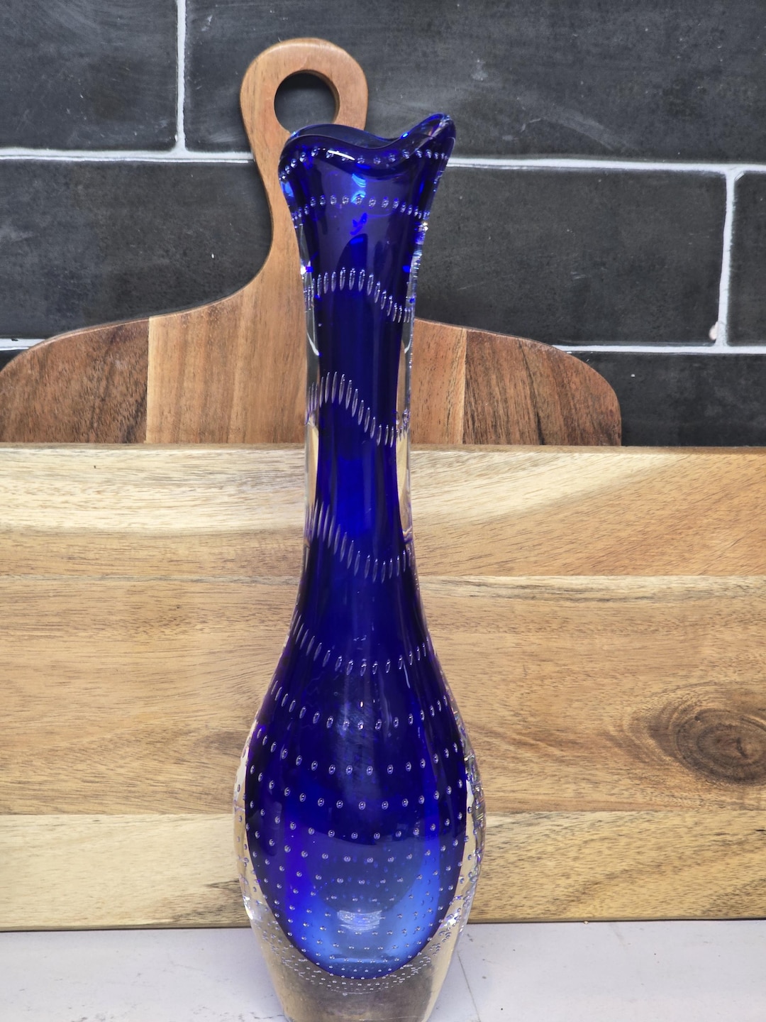 Stunning Magnor Glassworks Norwegien Blue Bullicante Art Glass Vase - Etsy