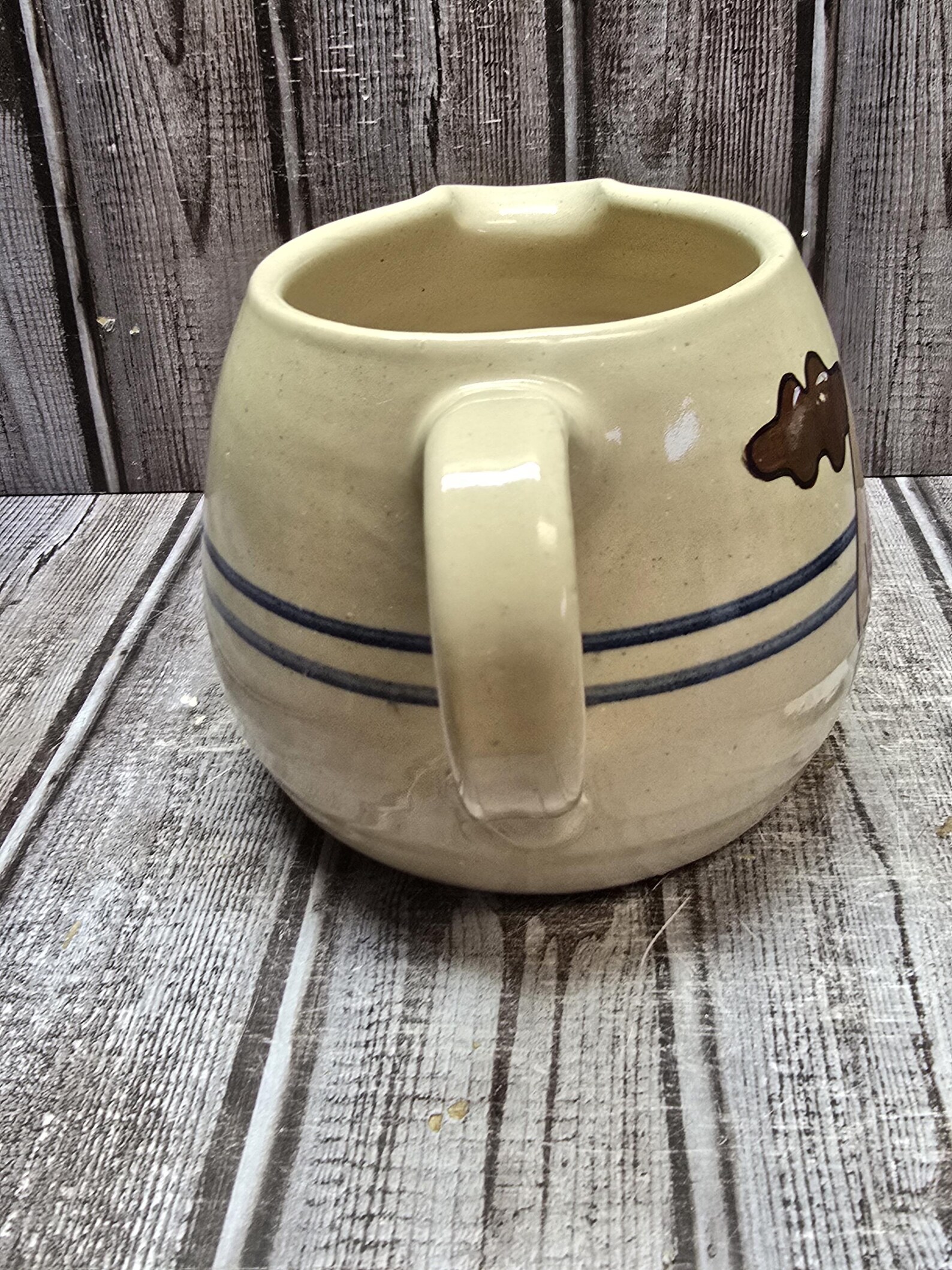 Vintage Glazed Pottery Pitcher, Darrell Fugler, Hand-painted Reindeer ...