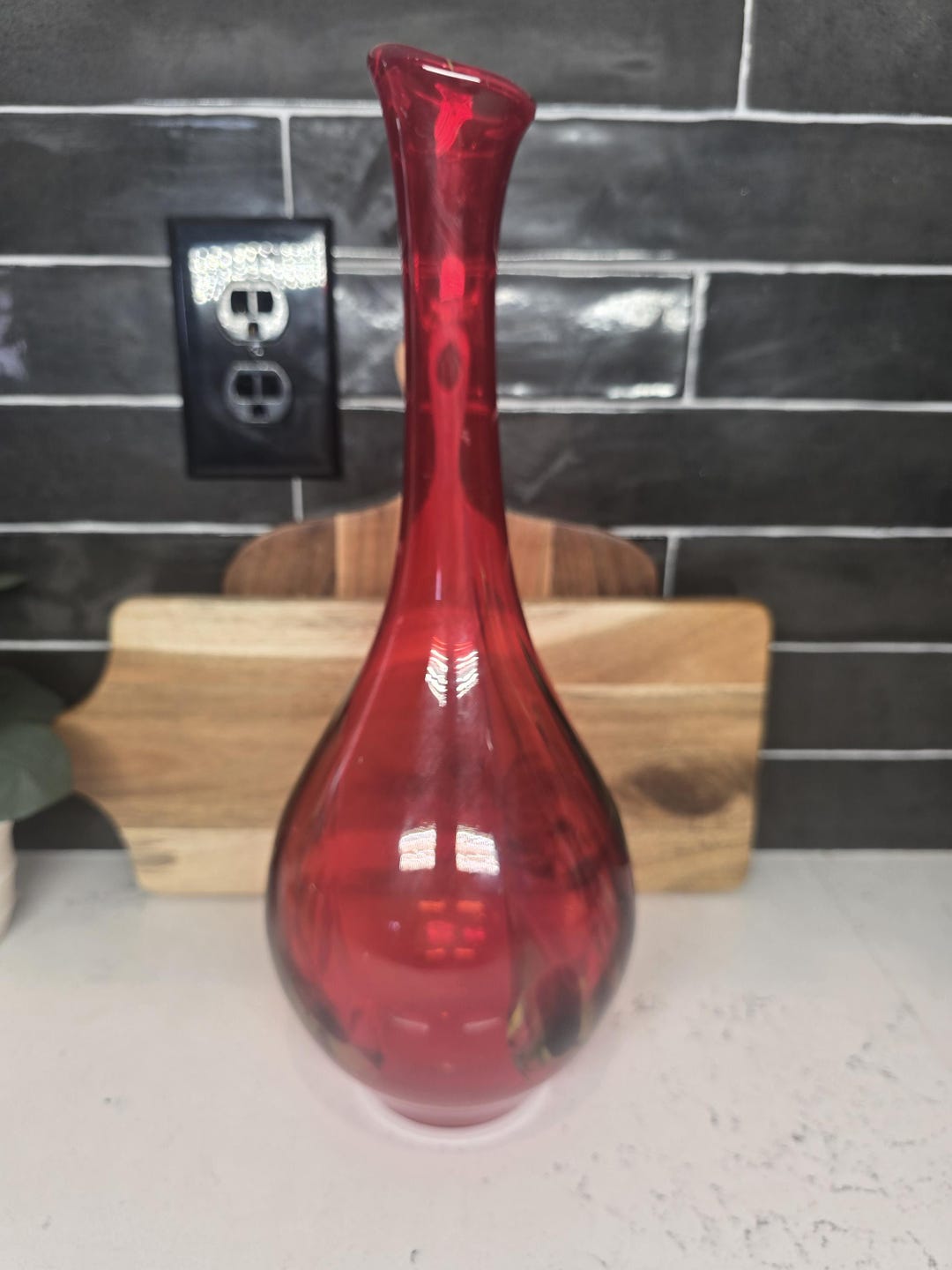 MCM Art Glass Red Swirl Vase - Etsy