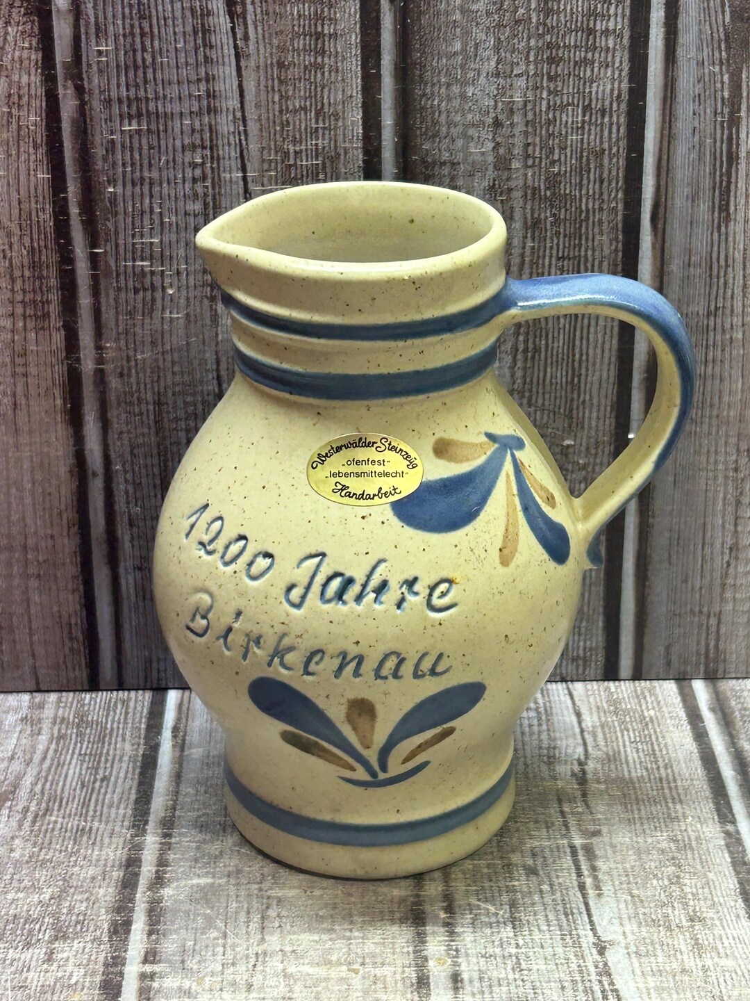 Vintage Stoneware German Handarbeit Salt Glazed Blue Pitcher - Etsy