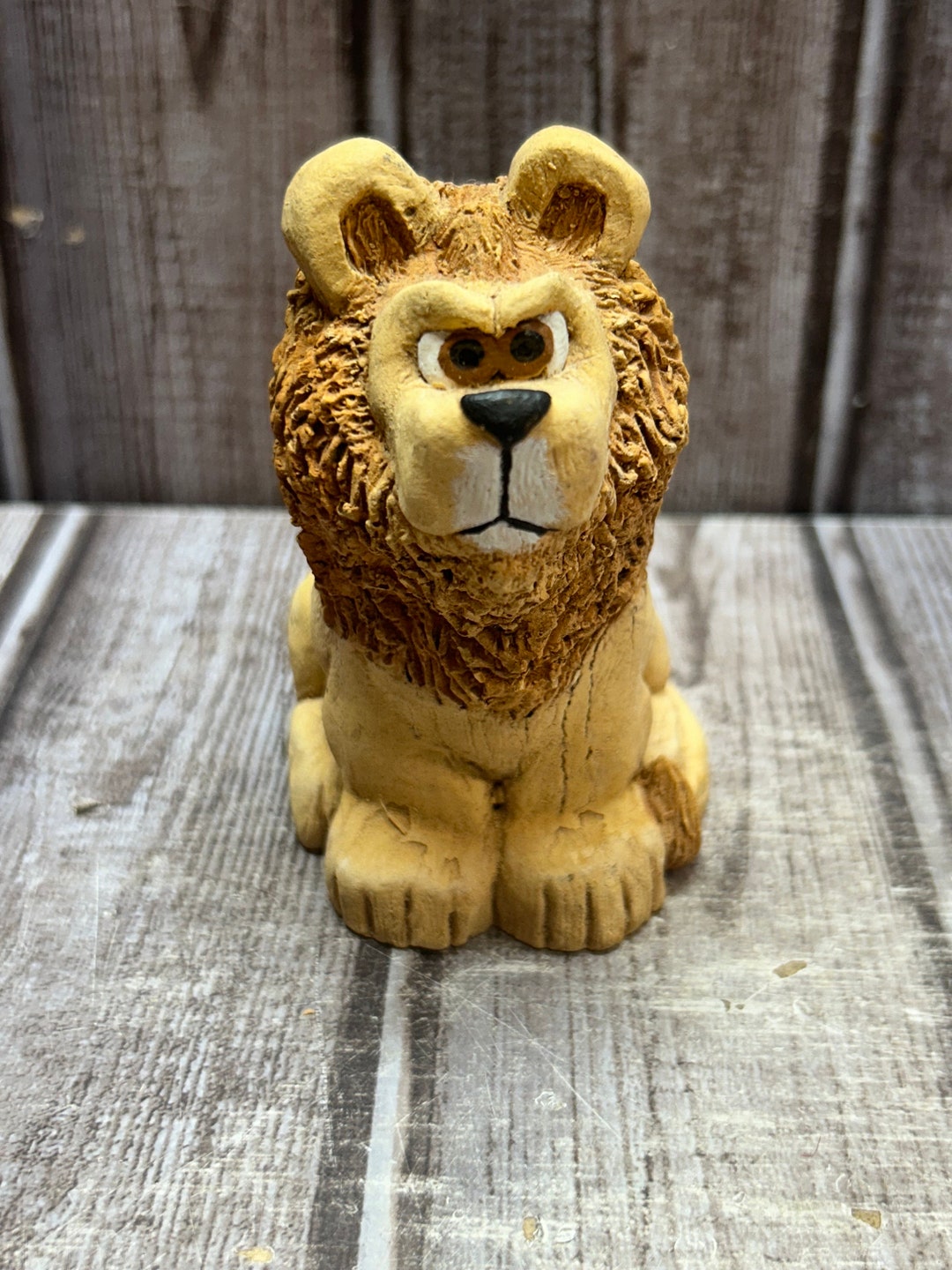 Vintage Hand Carved Lion Ceramic Figurine - Etsy