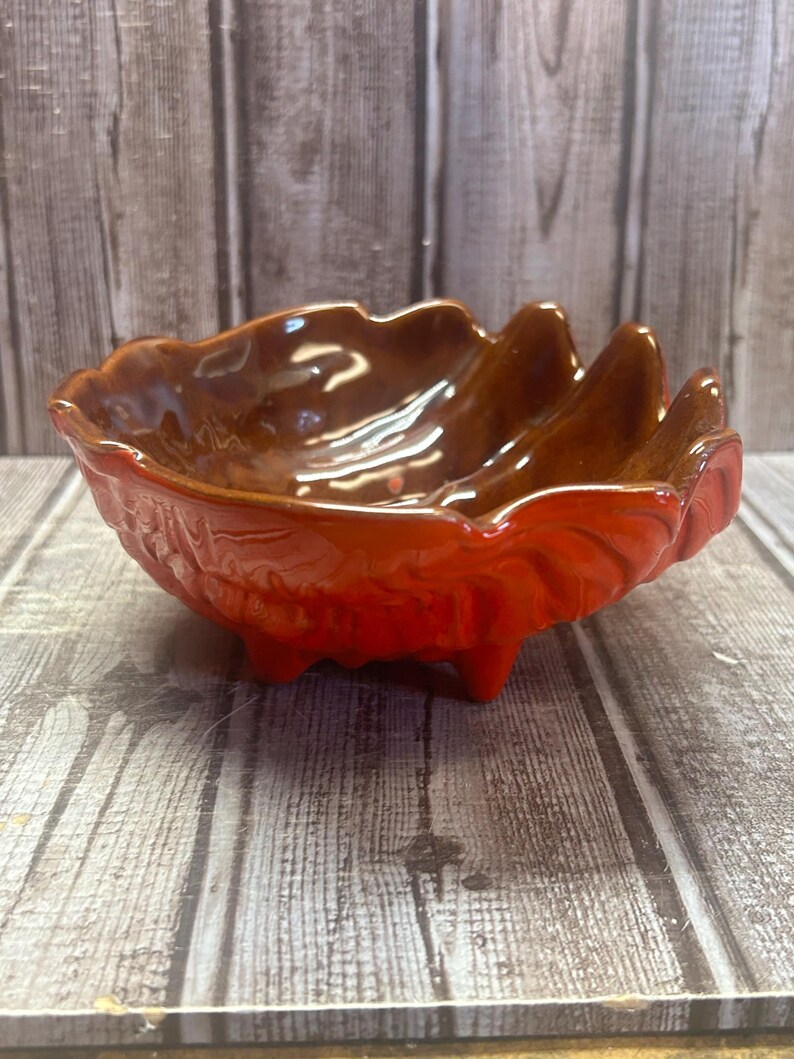 Vintage Flame Red Frankoma Clam Shell Dish T9- Club Trade Winds Dish - Etsy