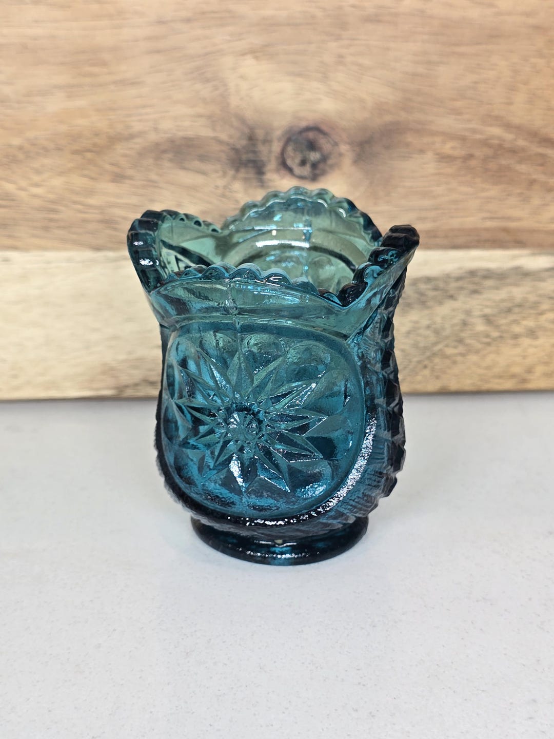 LE Smith Glass Sunburst Aqua Blue Toothpick Holder - Etsy