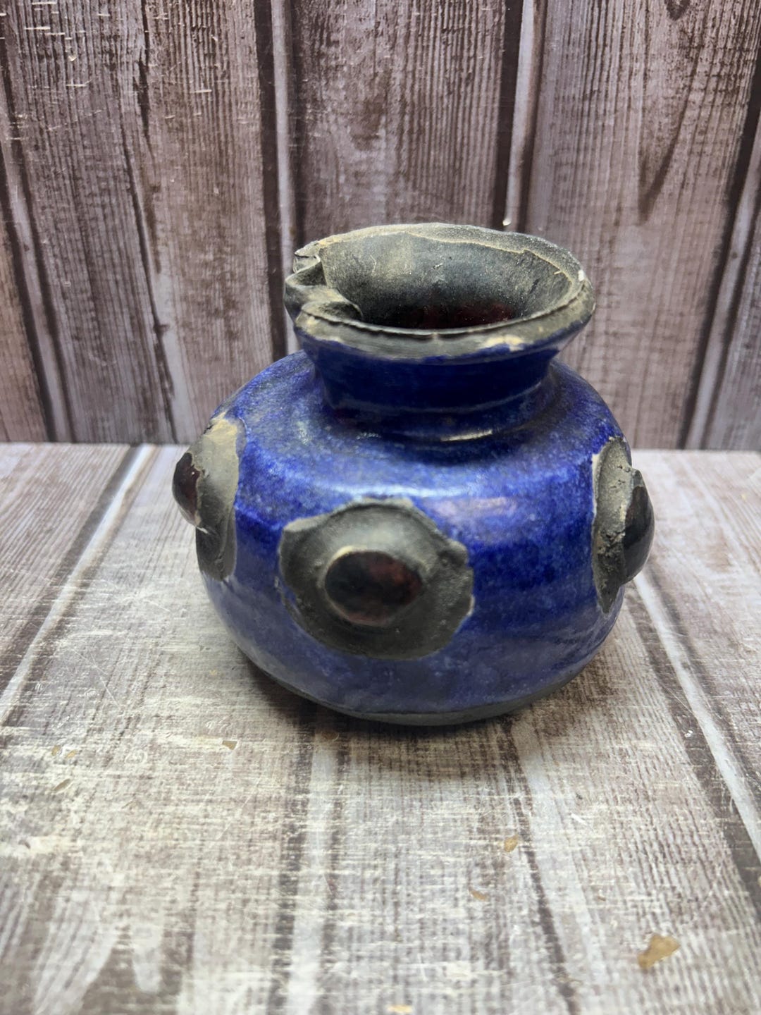 Blue Raku Style Studio Art Pottery Vase - Etsy