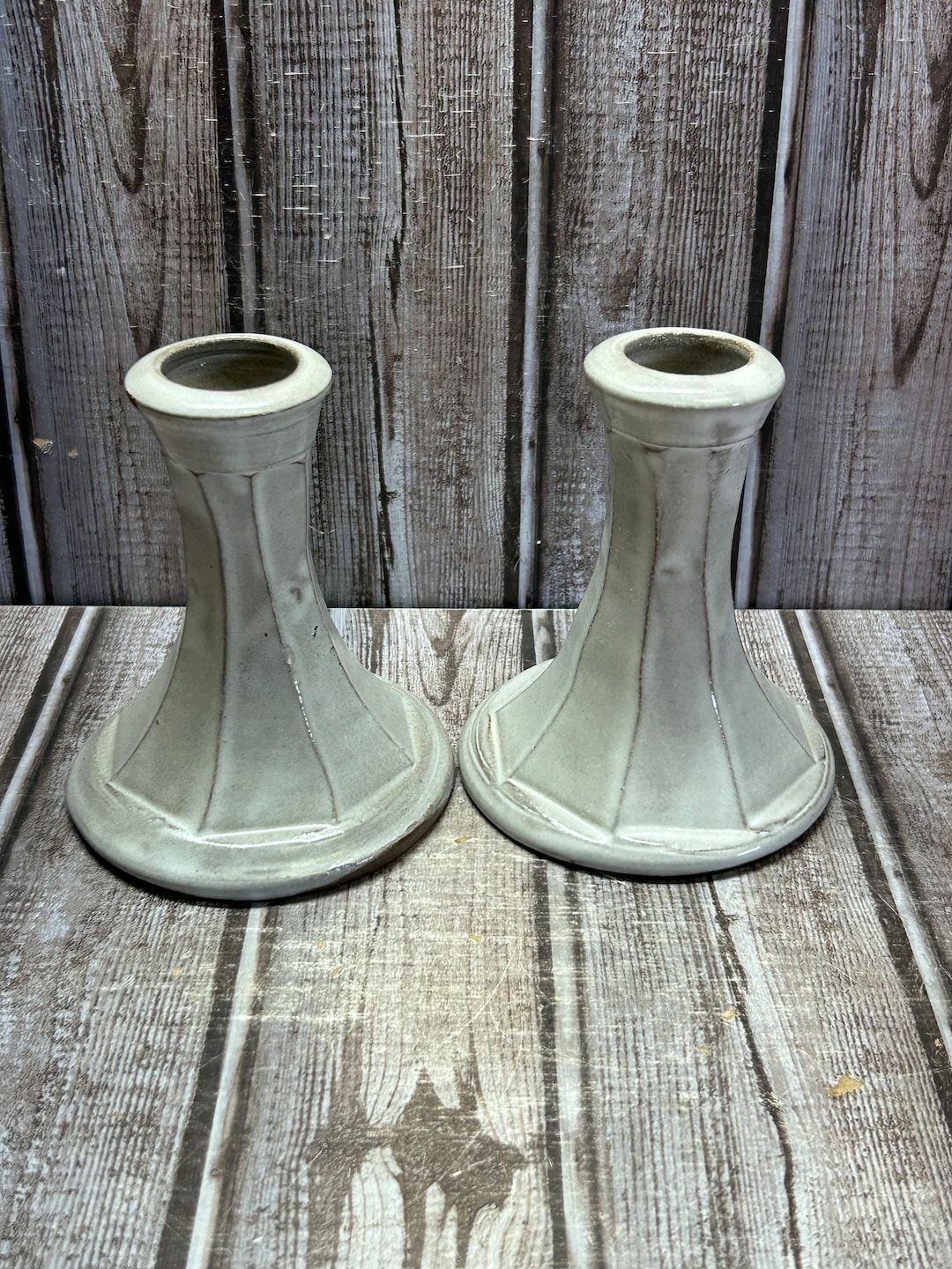 Grey Ceramic Pottery Candlestick Holders From Magnolia Market - Etsy
