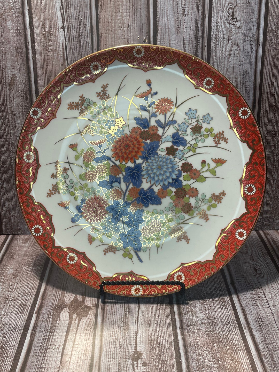 Vintage OMC Japanese Floral Gilded and Etched Plate - Etsy
