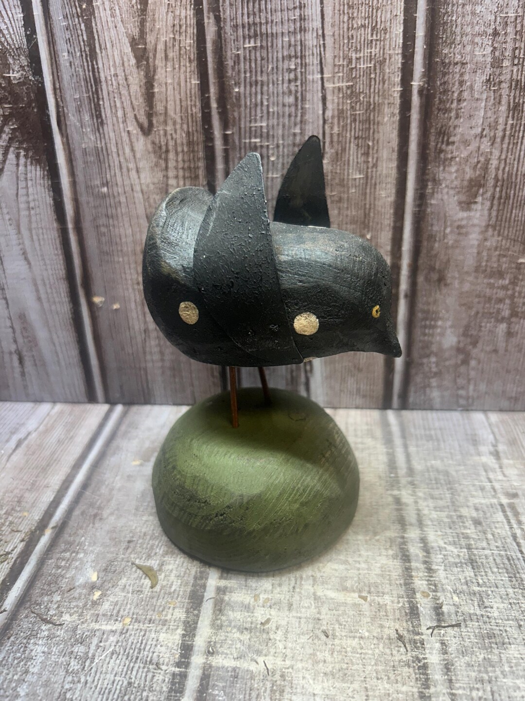Wooden Folk Art Polka Dot Black Bird Figurine - Etsy