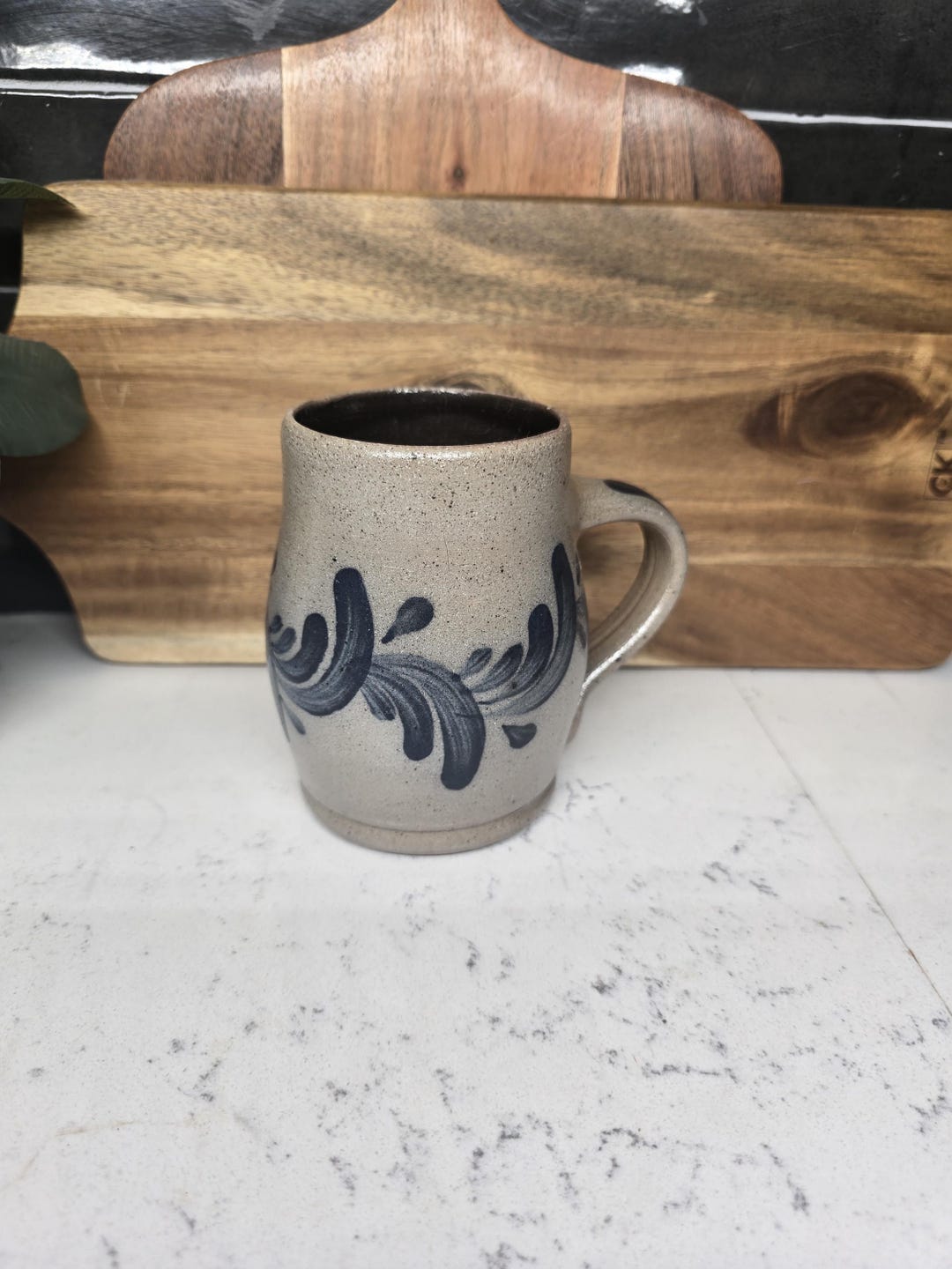 Vintage Rowe Pottery Mug With Blue Florish - Etsy