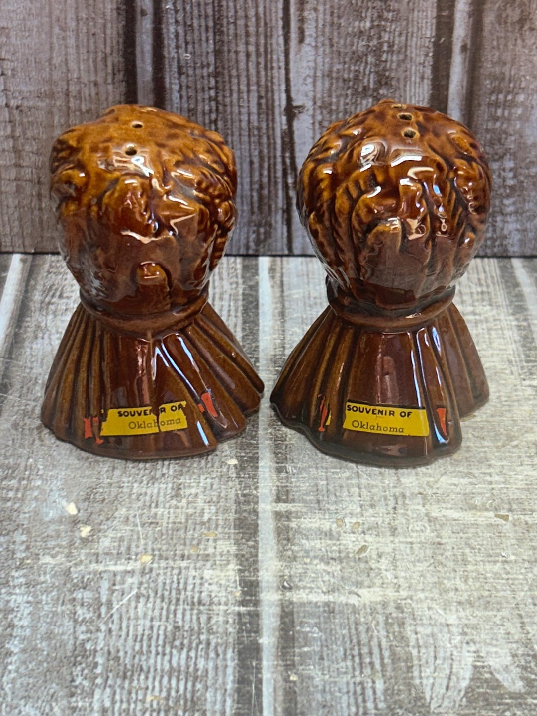 Frankoma Shock of Wheat Salt Pepper Shaker Set Souvenir of Oklahoma - Etsy