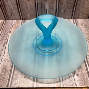 Tiffin Sky Blue Satin Glass Center Handled Server Tray - Etsy