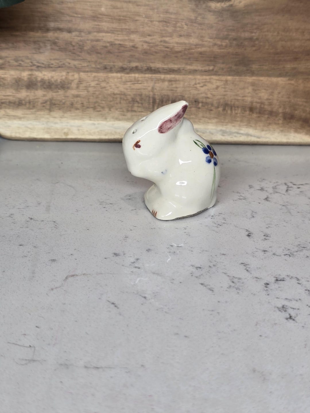 Vintage Ceramic Bunny Rabbit Hand Painted White Blue Floral Shaker - Etsy