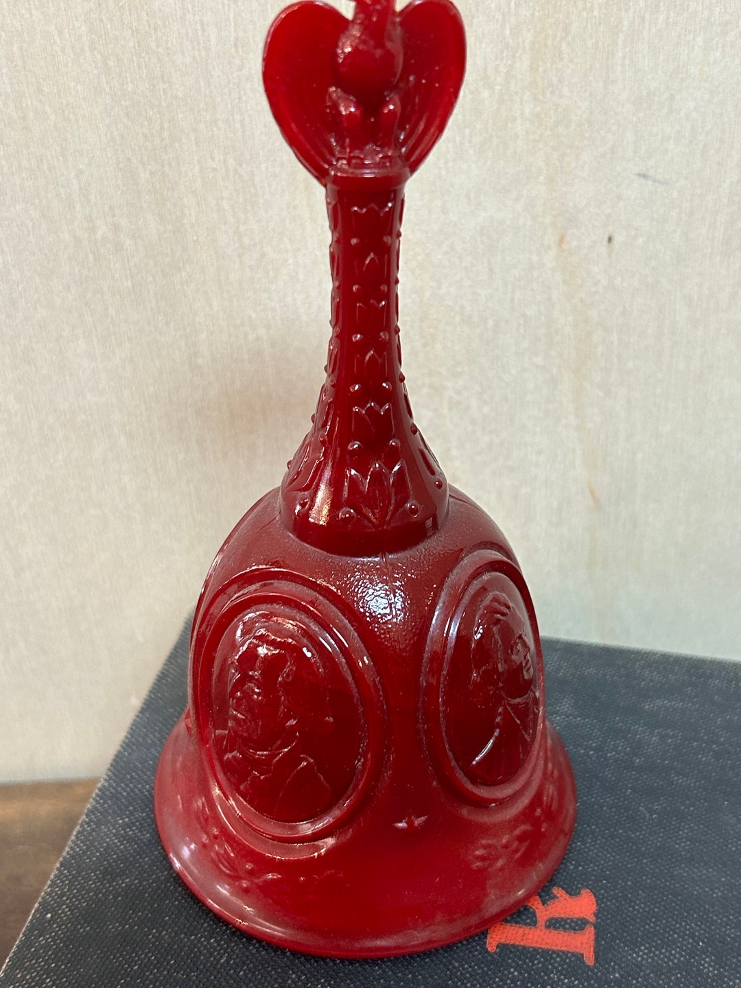 Fenton Red Slag Glass Bicentennial Bell Eagle Glows Cadmium - Etsy