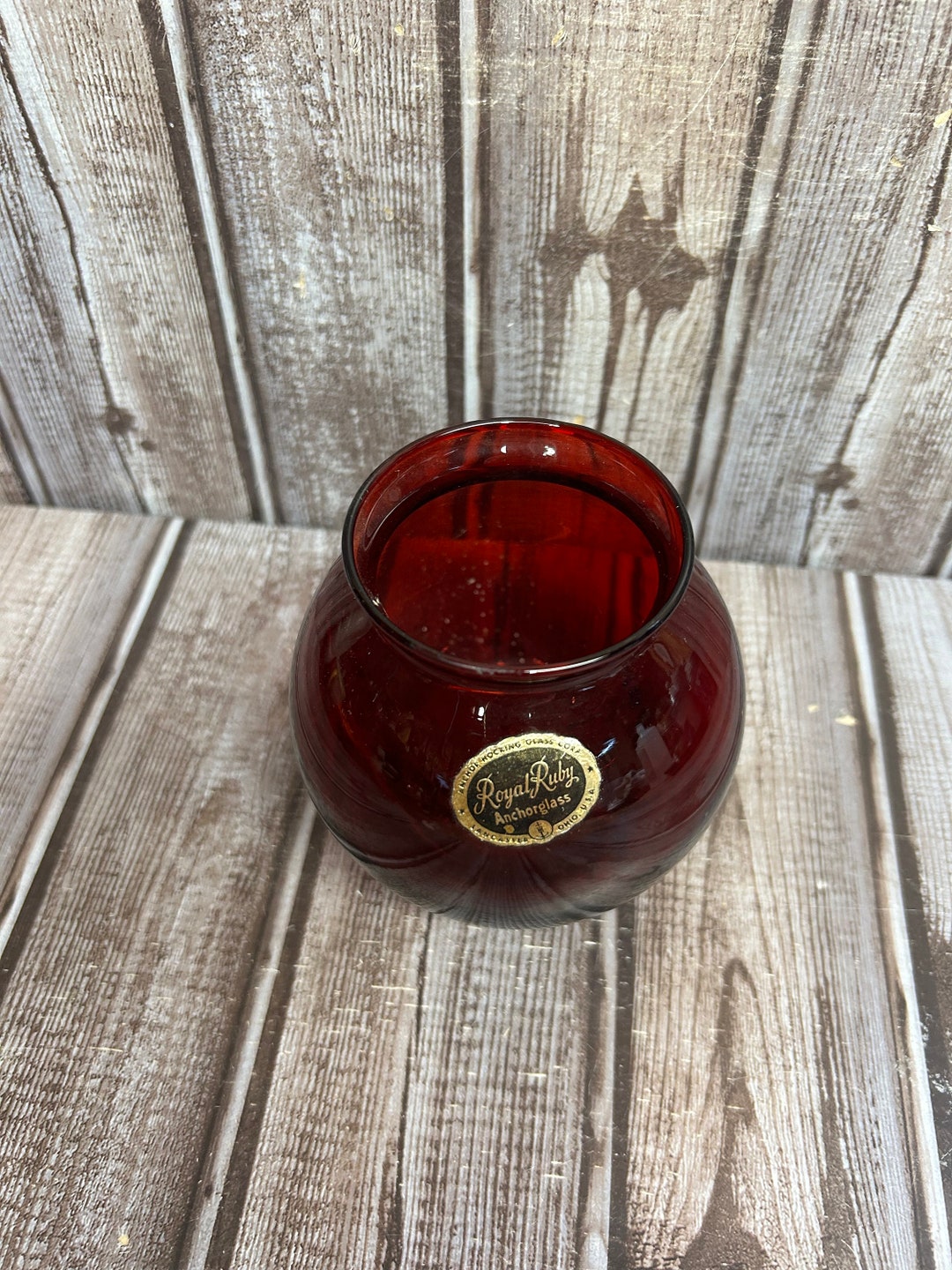 Anchor Hocking Royal Ruby Ivy Ball Vase - Etsy