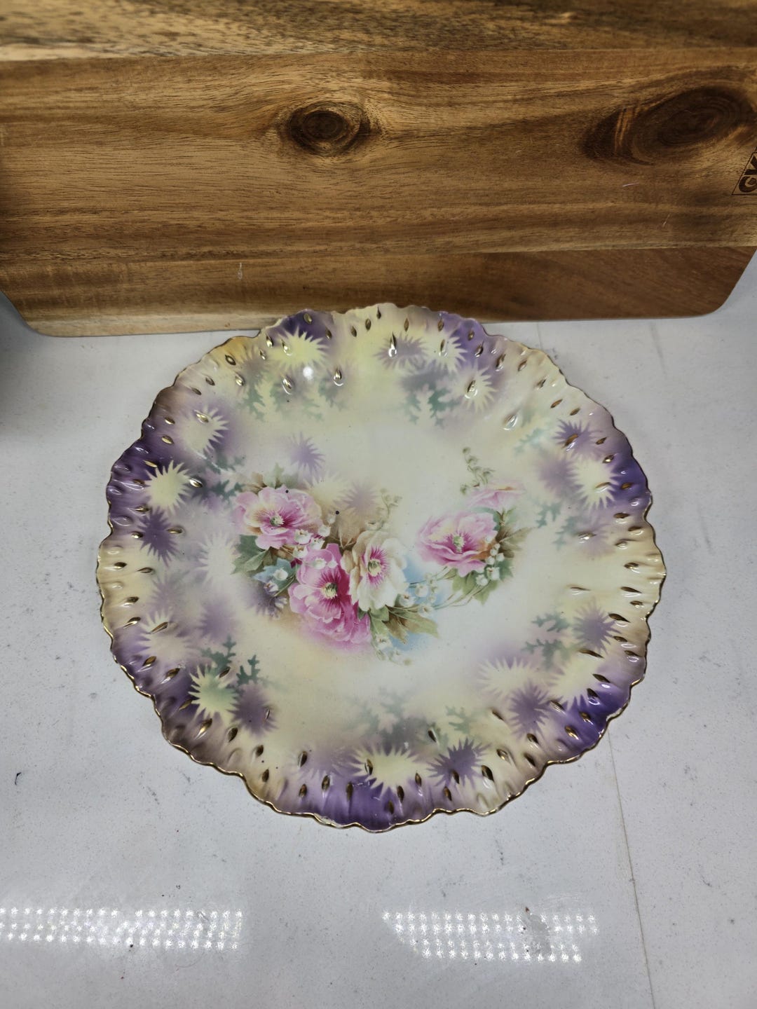 Antique RS Prussia Plate W/ Heavy Gold Gilt Flirals Iridescent Luster ...