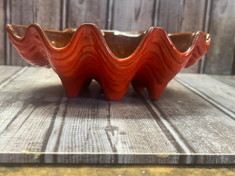 Vintage Flame Red Frankoma Clam Shell Dish T9- Club Trade Winds Dish - Etsy