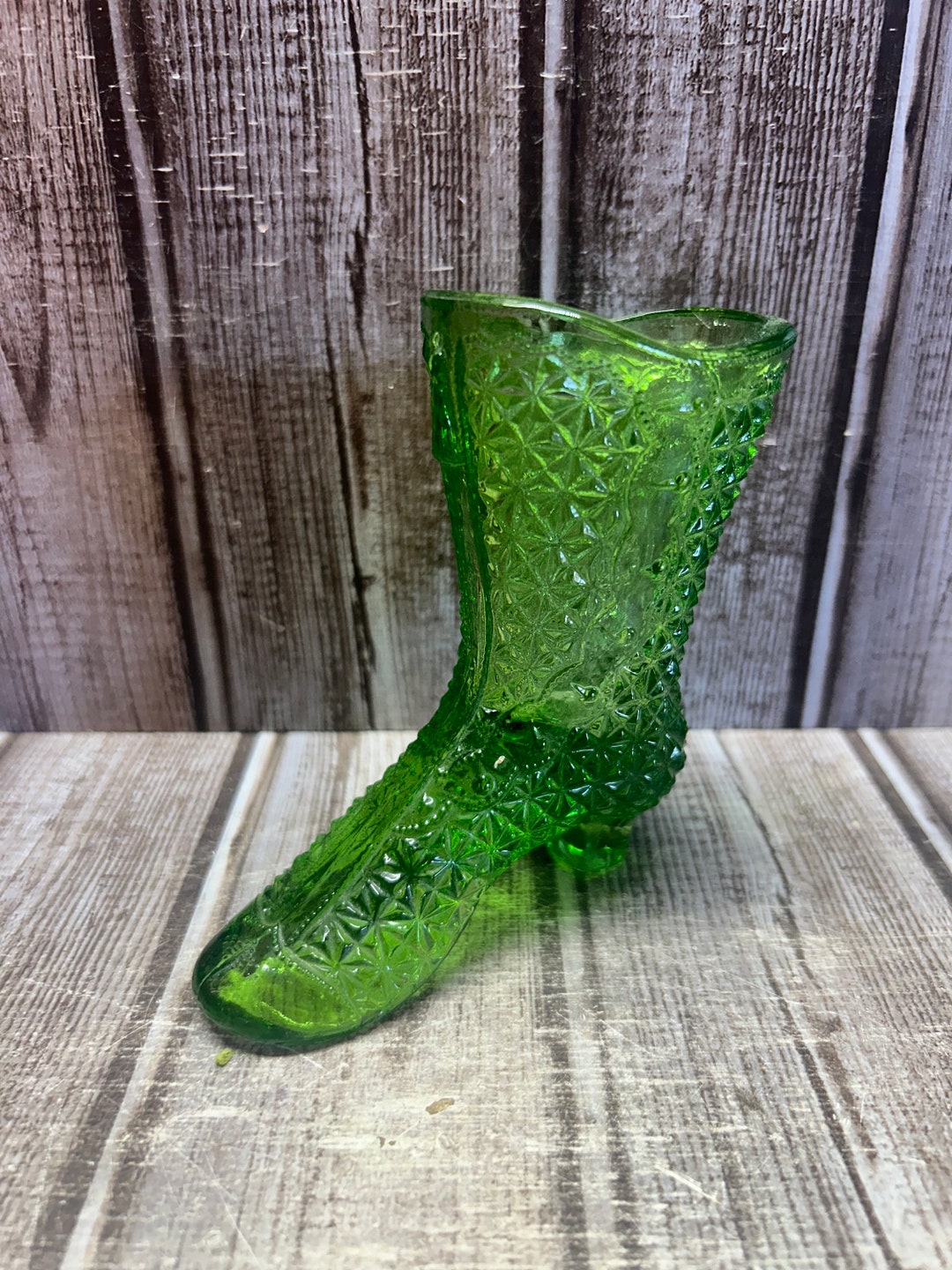 Vintage Pressed Green Glass VICTORIAN BOOT SHOE Moser Glass - Etsy