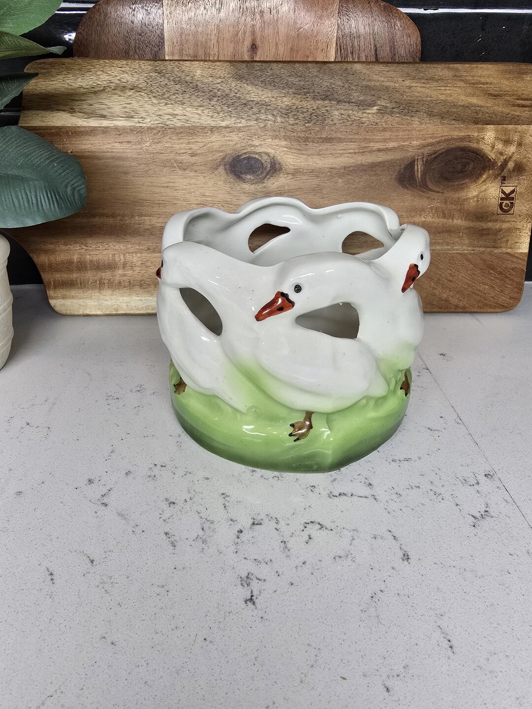 Antique Handpainted Pre-war Ceramic Planter Geese, Goose Garden Pot ...