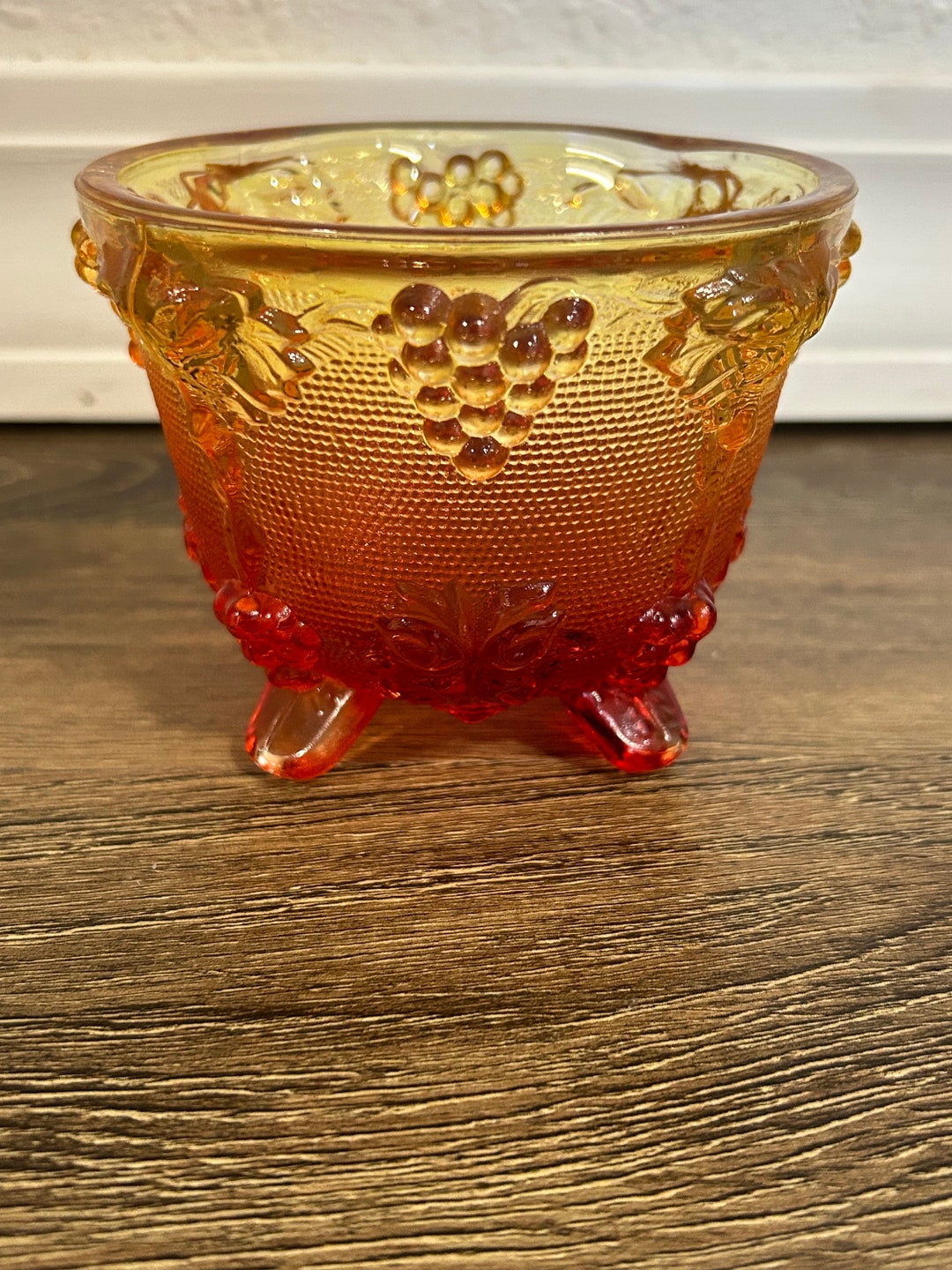 1970s Vintage Jeanette Amberina Glass Footed Candy Dish - Etsy
