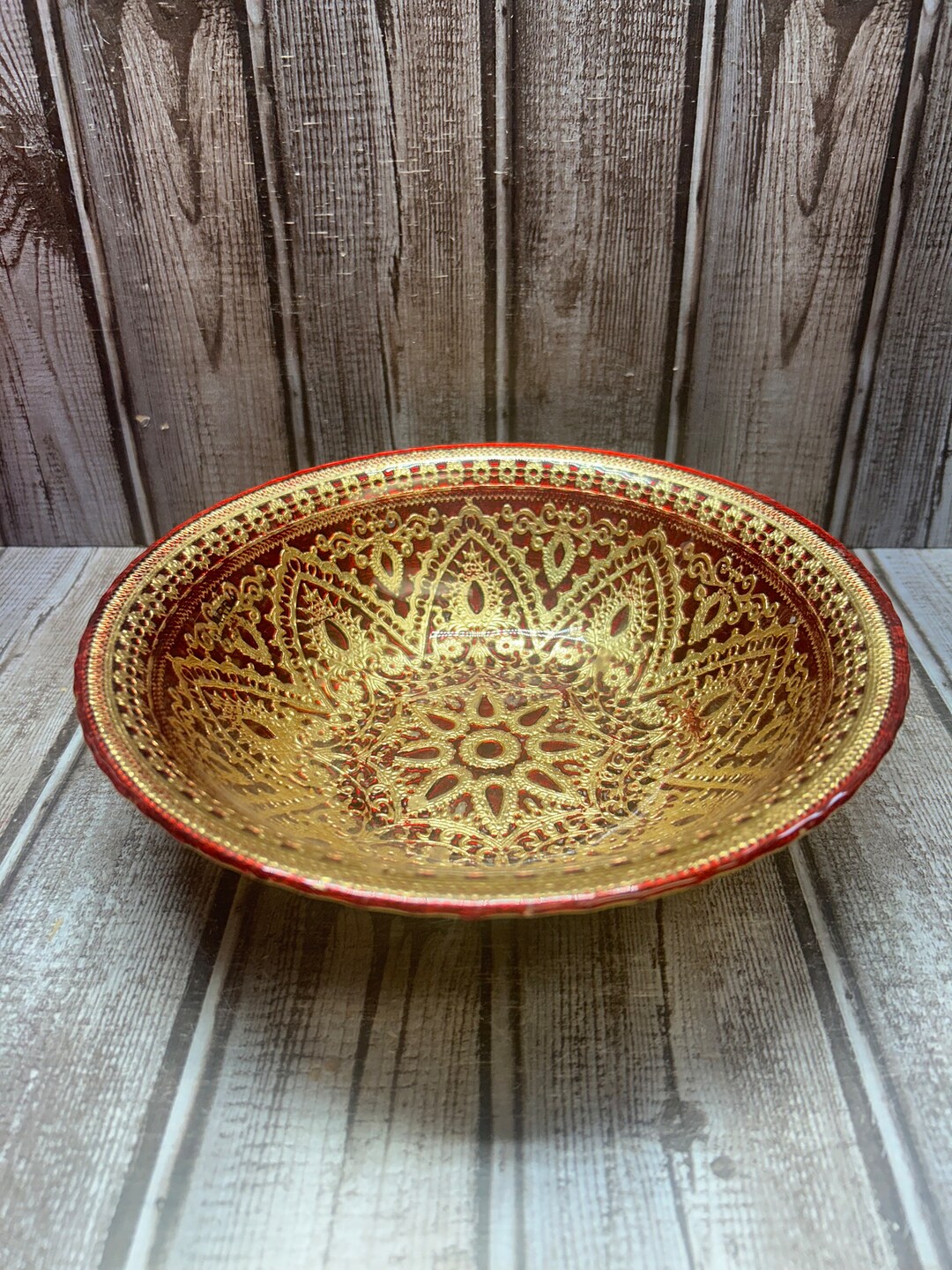 Red and Gold Gilt Glass Bowl, Turkish Decorative Bowl - Etsy