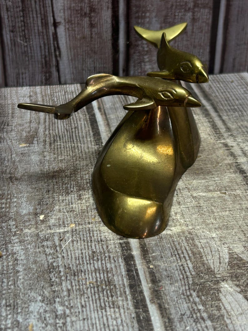 Vintage Solid Brass Dolphins Swimming Sculpture - Etsy
