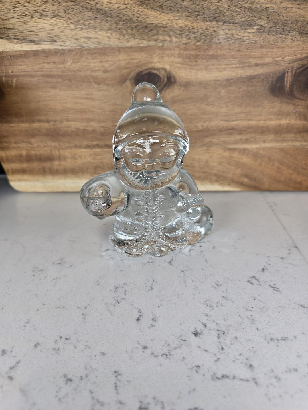 Vintage Goebel Clear Crystal Glass Santa Figurine Candle Holder ...