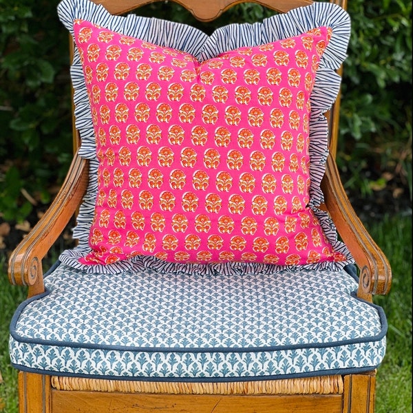 Blue and Pink Throw Pillow - Etsy