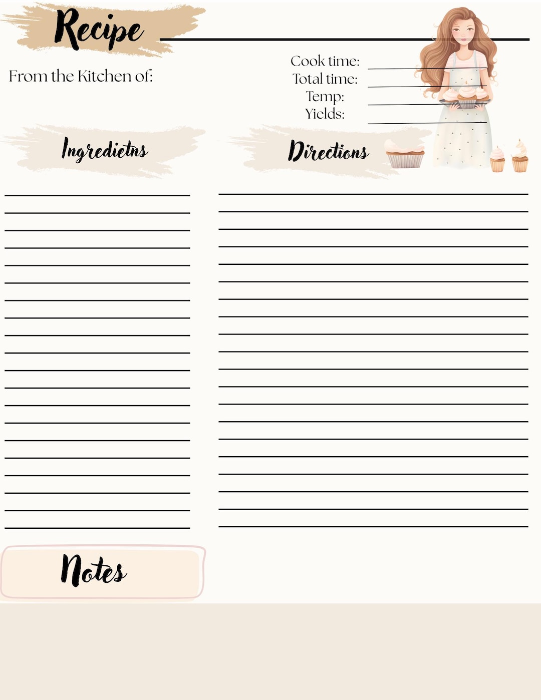 Printable Recipe Pages | Cute Aesthetic Recipe Templates | Instant ...