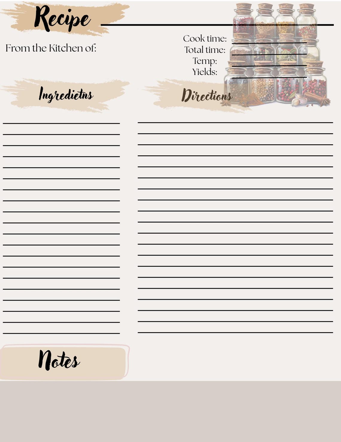 Printable Recipe Pages | Recipe Binder Sheets | Digital Cookbook ...