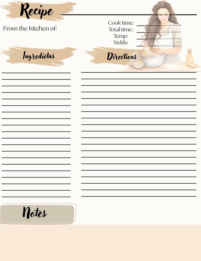 Printable Recipe Pages | Cute Aesthetic Recipe Templates | Instant ...