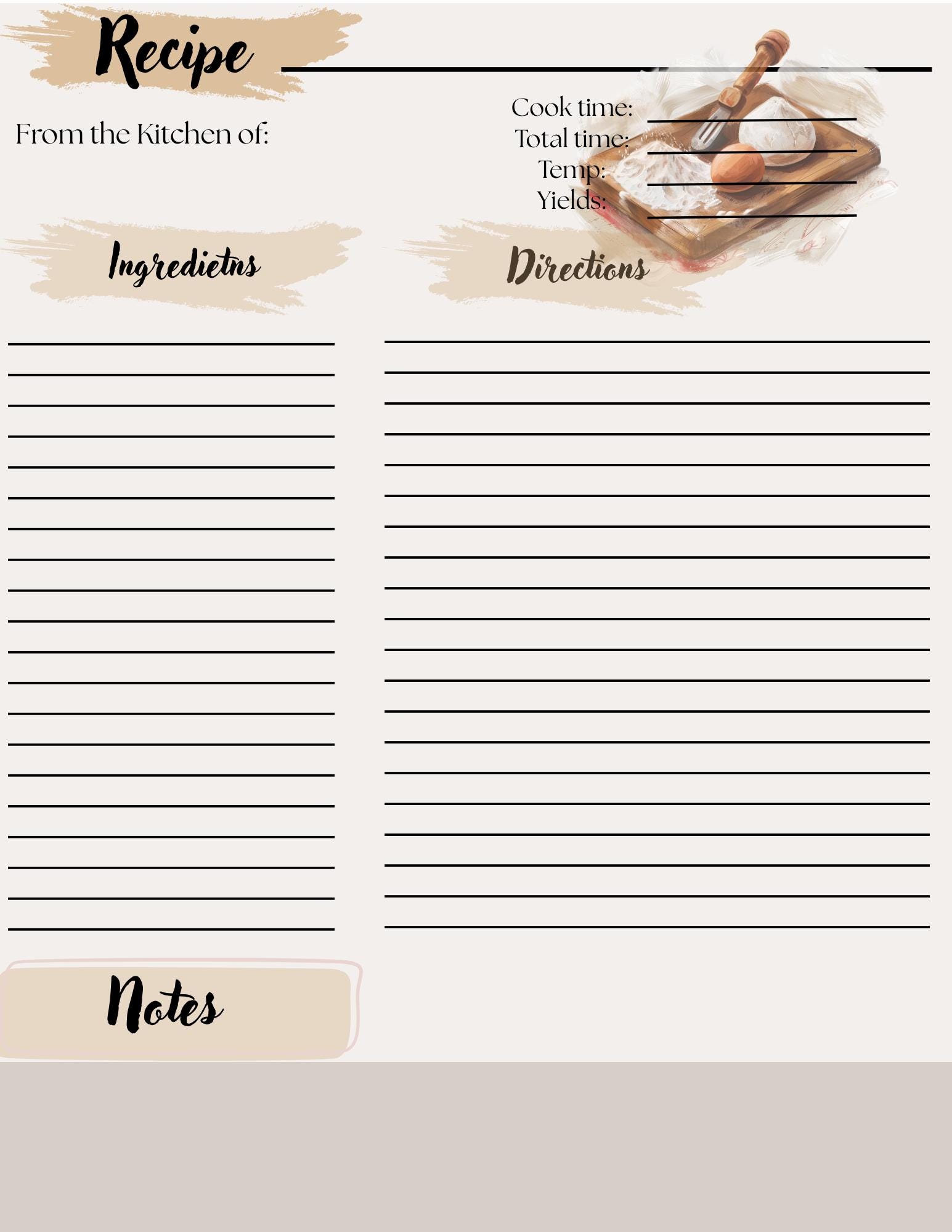 Printable Recipe Pages | Recipe Binder Sheets | Digital Cookbook ...