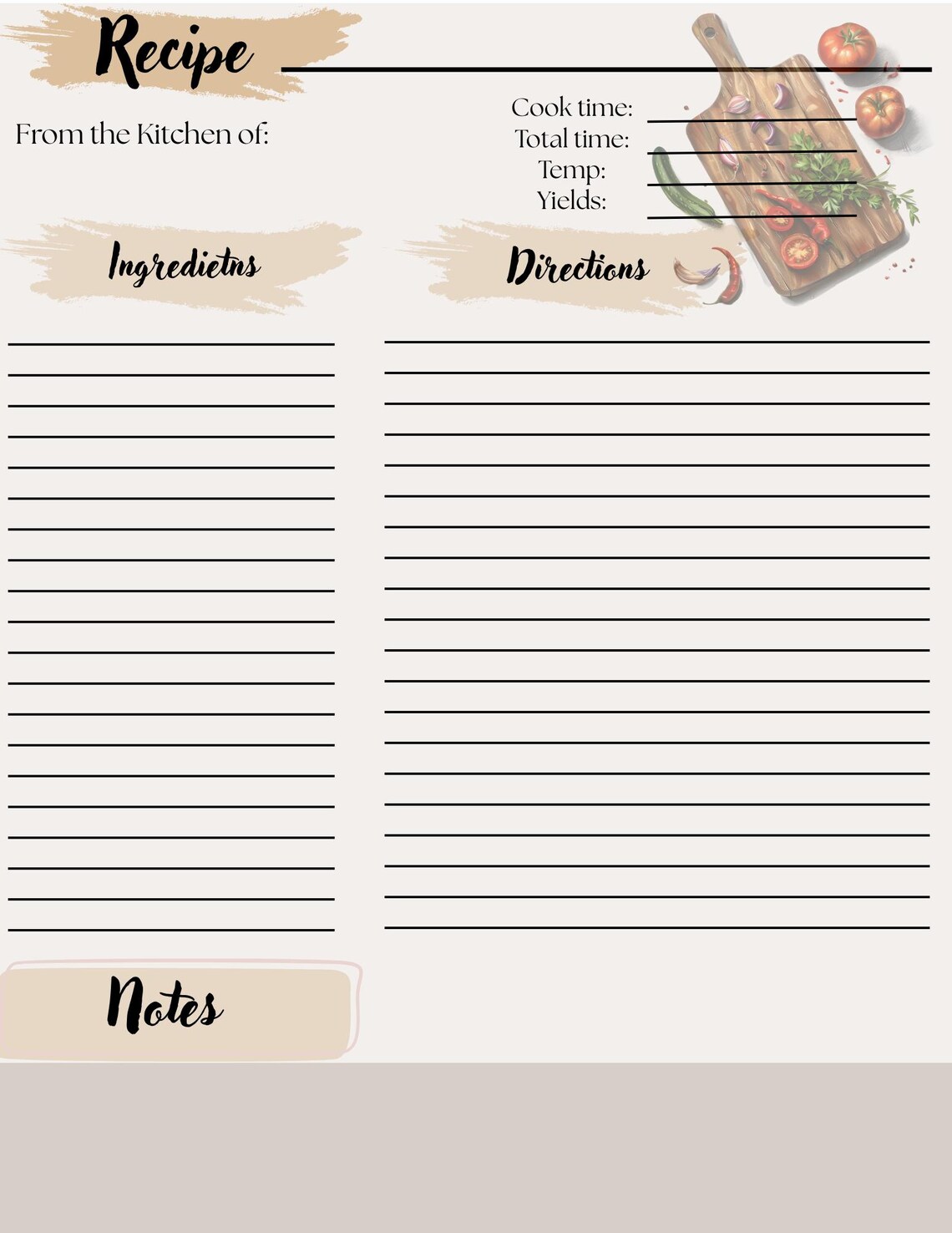 Printable Recipe Pages | Recipe Binder Sheets | Digital Cookbook ...