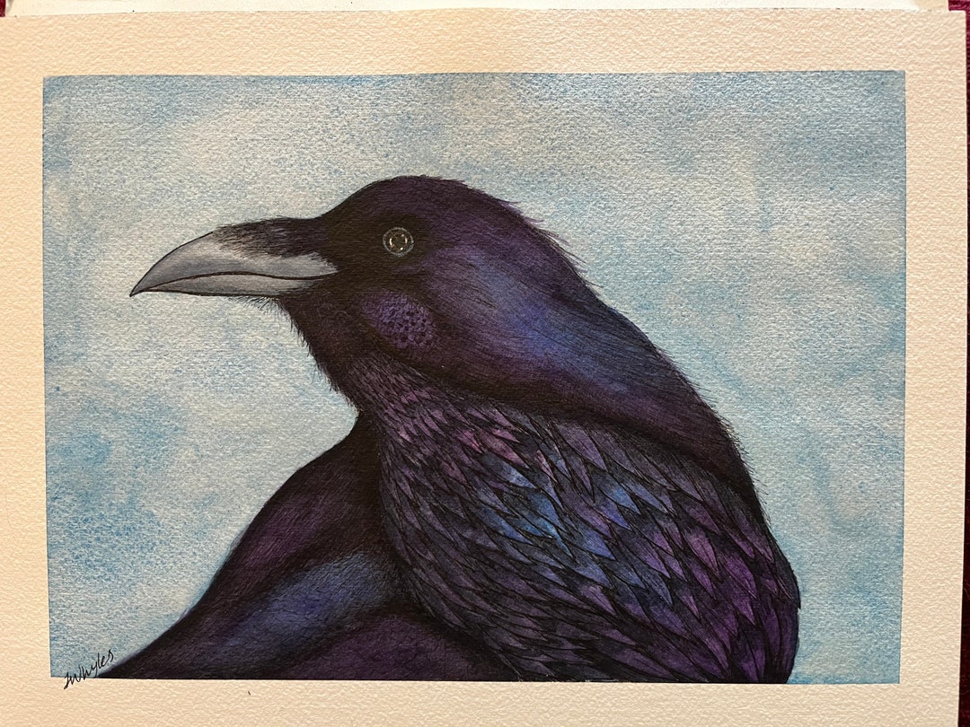 Raven Original Ink and Watercolour Wash Painting, Bird - Etsy