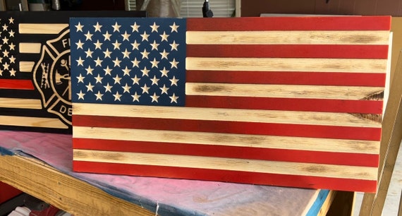 Rustic American Flag Wooden Flag Cnc Flag USA We the - Etsy