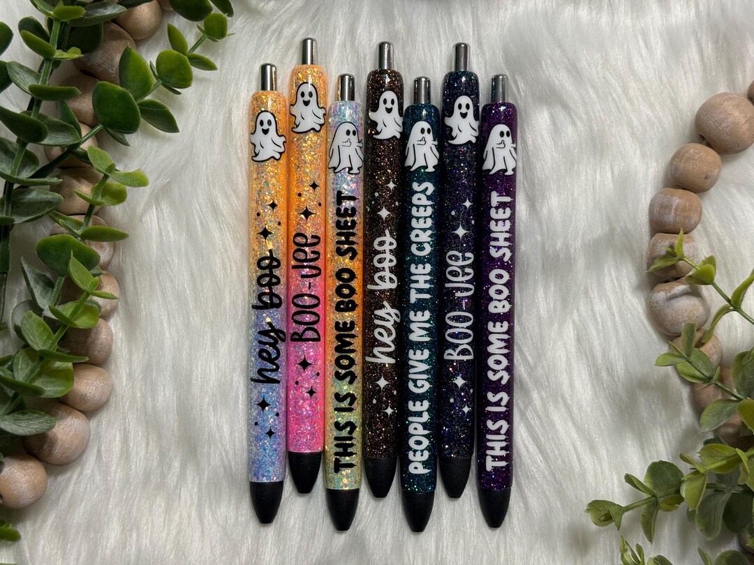 Ghost Glitter Pen: Handmade Boo Halloween Inkjoy Gel Pen - Etsy