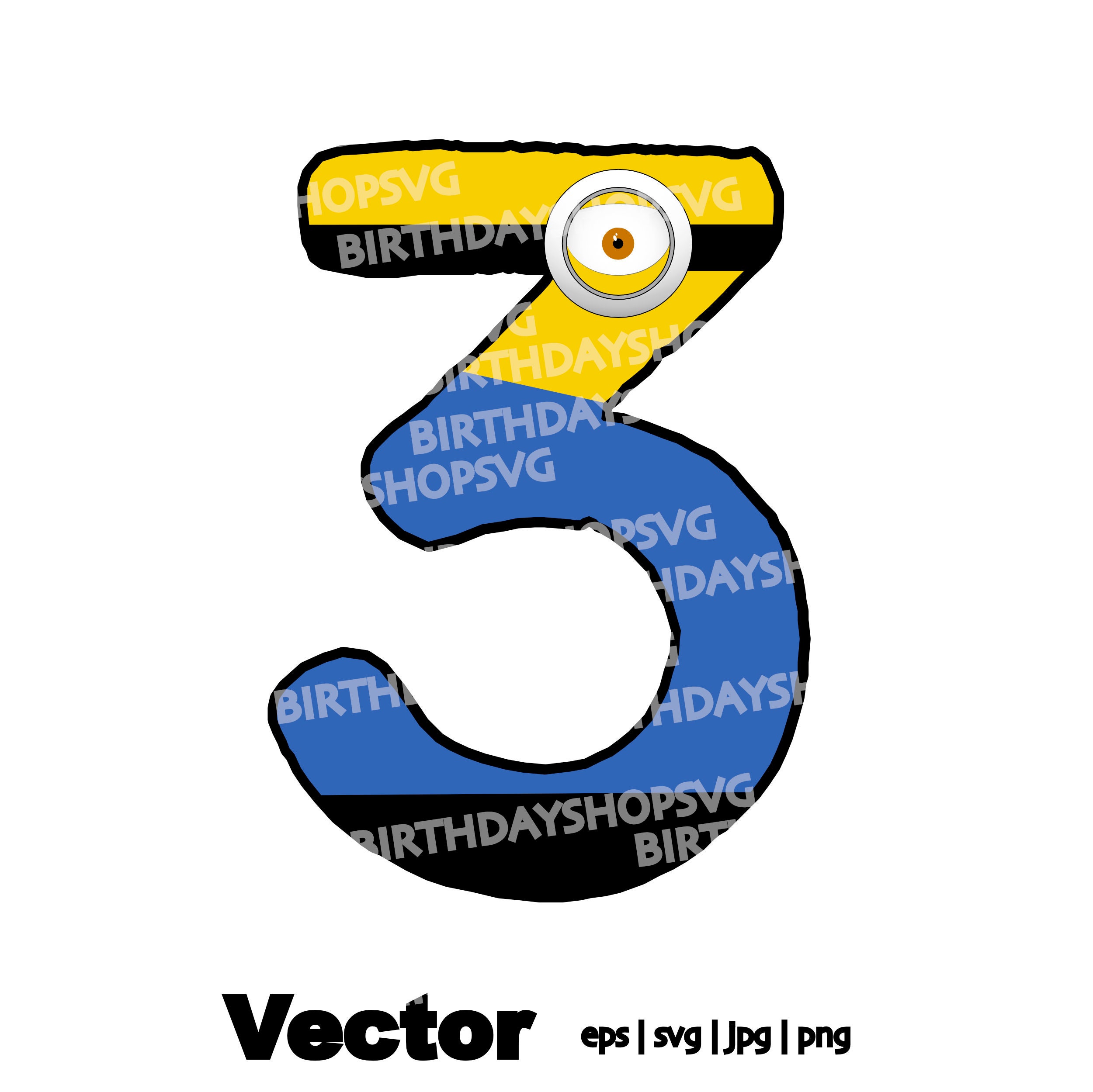 Minions Birthday Numbers | Happy Birthday | Clip Arts | Svg, Eps, Jpg ...