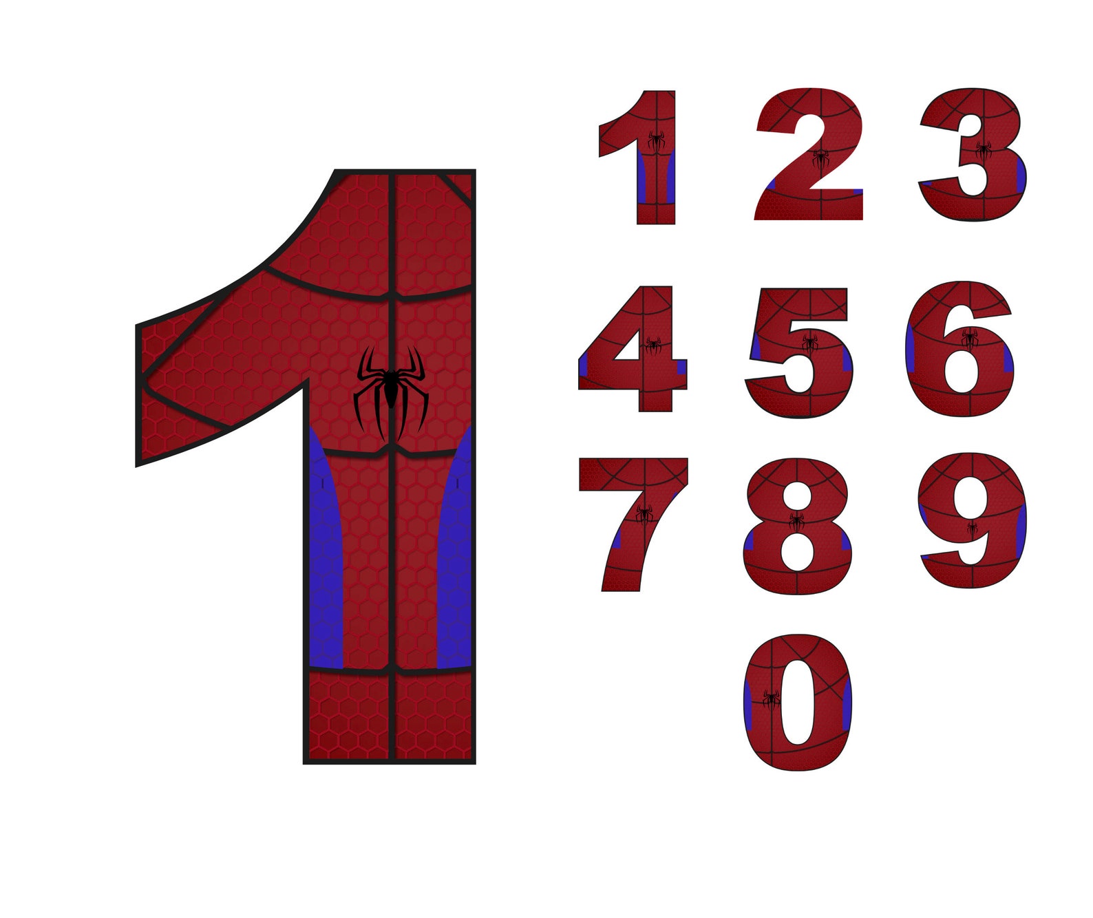 Spider-man 0-9 Numbers SVG | Numbers Spider-man SVG | Birthday Inspired ...