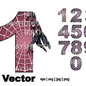 Spider-man 0-9 Numbers Font SVG | Numbers Miles Spider-man SVG ...