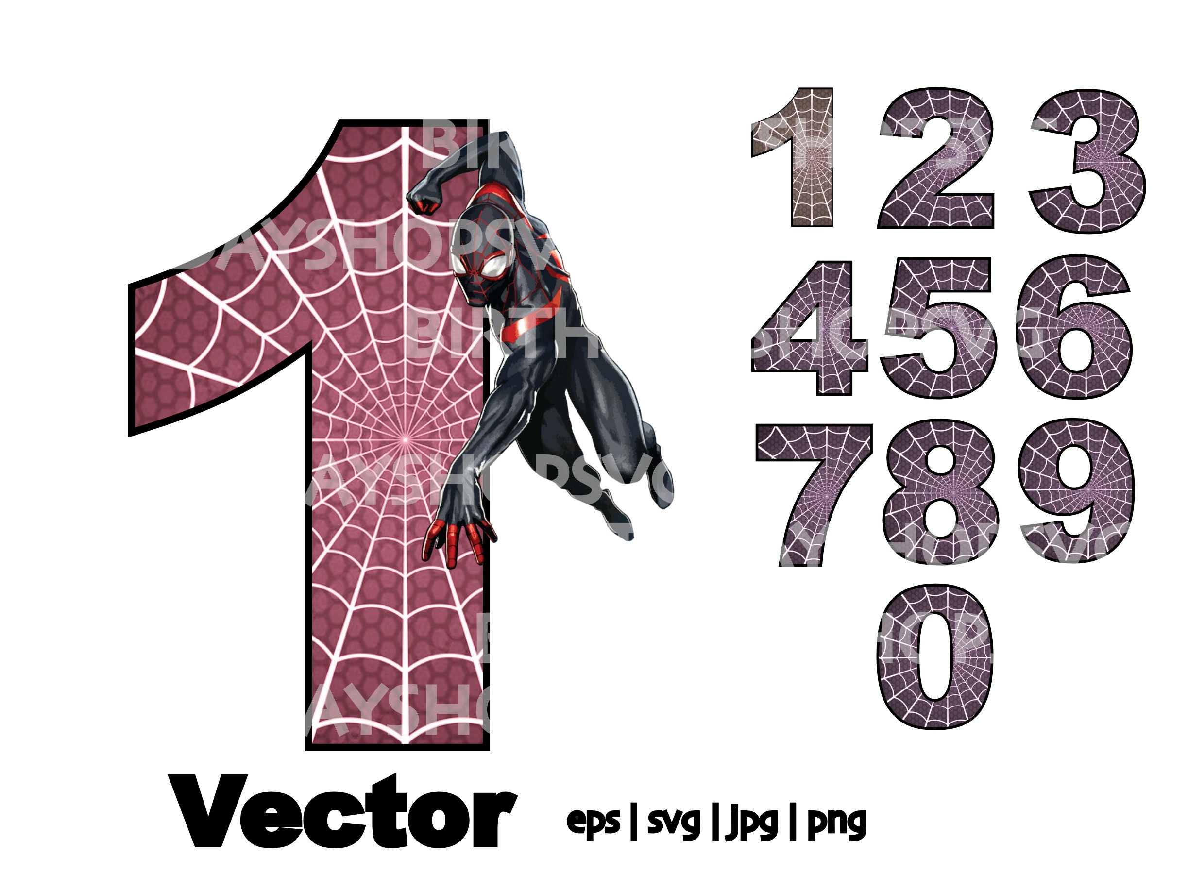 Spider-man 0-9 Numbers Font SVG | Numbers Miles Spider-man SVG ...