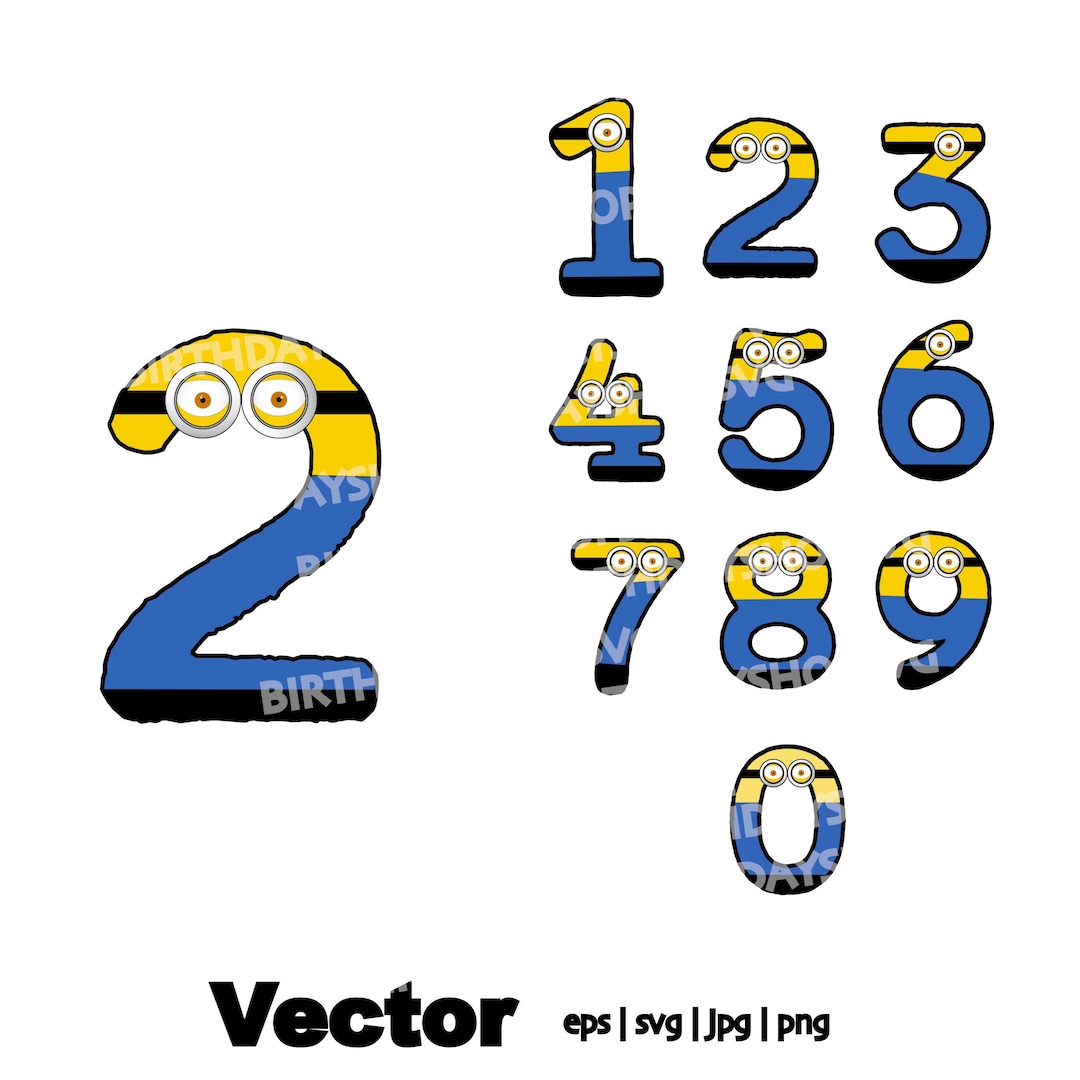 Minions Birthday Numbers | Happy Birthday | Clip Arts | Svg, Eps, Jpg ...