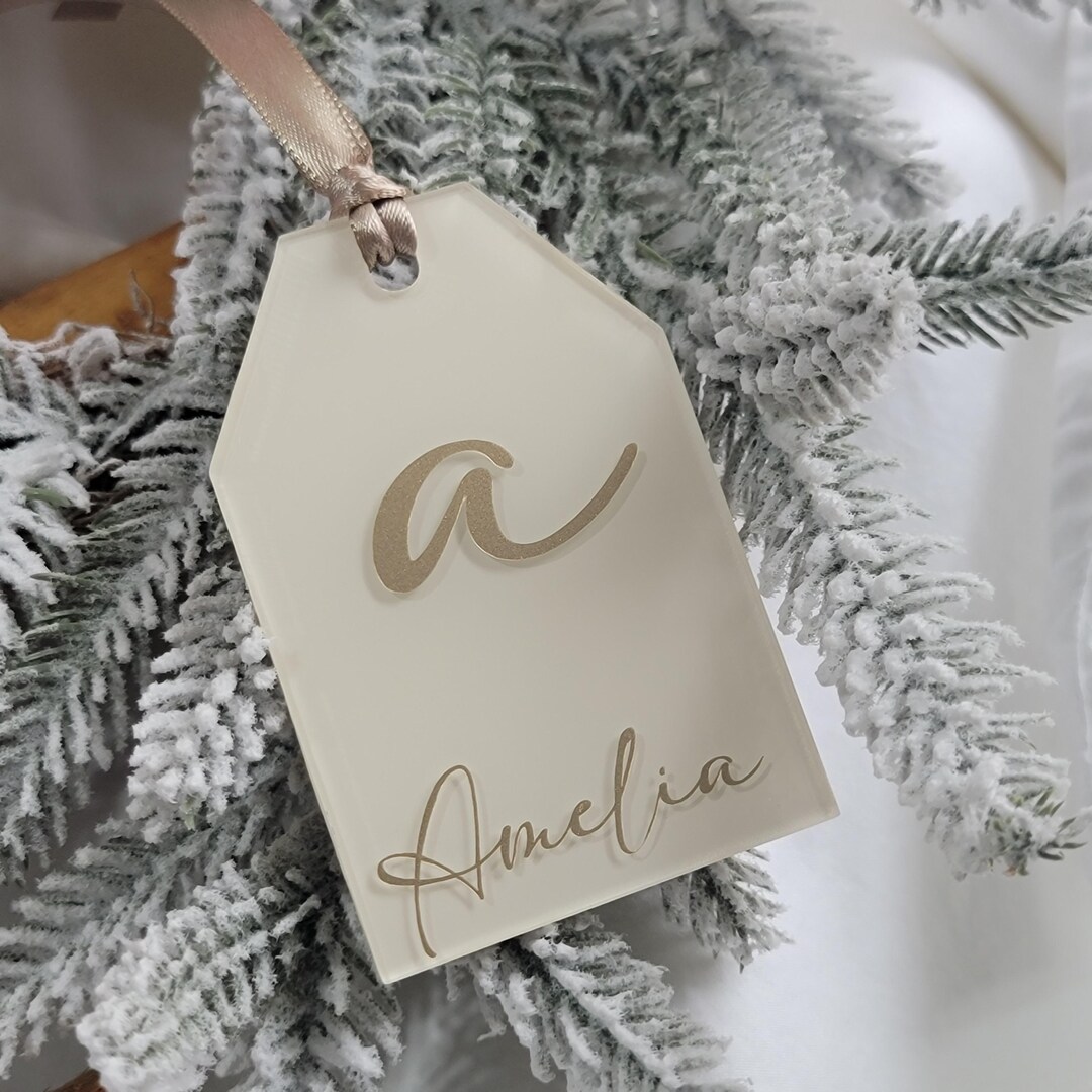 Initial Name Tag, Stocking Tag, Custom Name Gift Tag, Acrylic Stocking ...