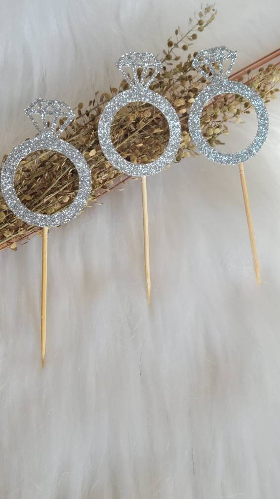 Dimond Ring Cupcake Toppers Engagement Rings Bridal Shower | Etsy